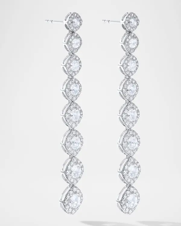 64 Facets 18k White Gold Diamond Drop Earrings - White Gold & Diamond