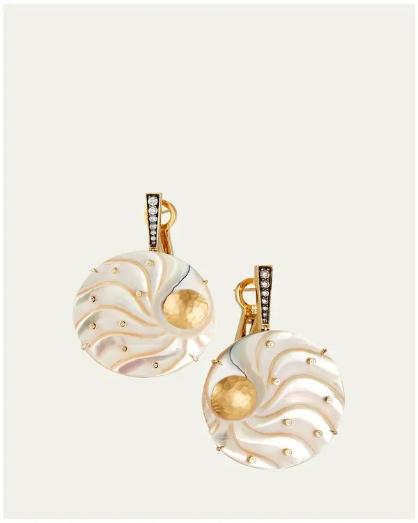 SILVIA FURMANOVICH 18k Yellow Diamond And Nautilius Shell Earrings