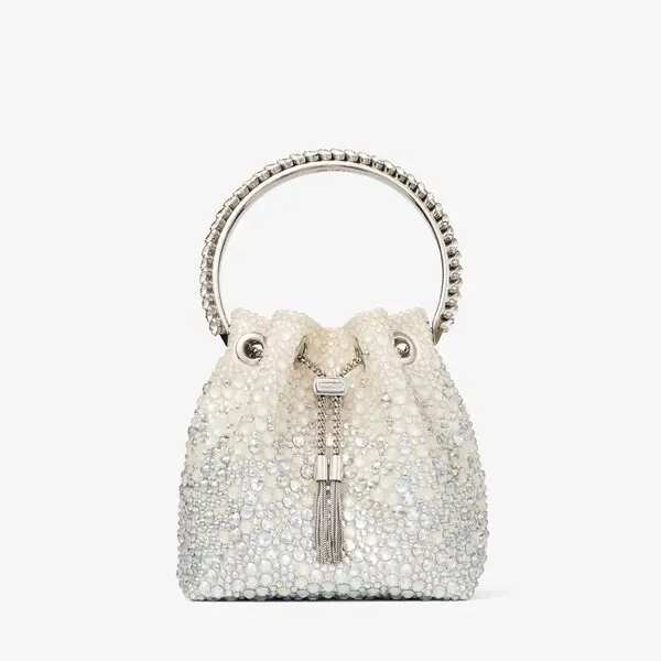 JIMMY CHOO Bon Bon Crystal-embellished Satin Bag - Neutral