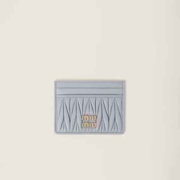 Miu Miu Matelassé Nappa Leather Card Holder - Pearl Gray