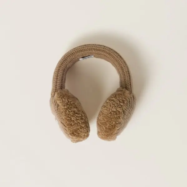 Miu Miu Wool, Cashmere, And Shearling Ear Muffs