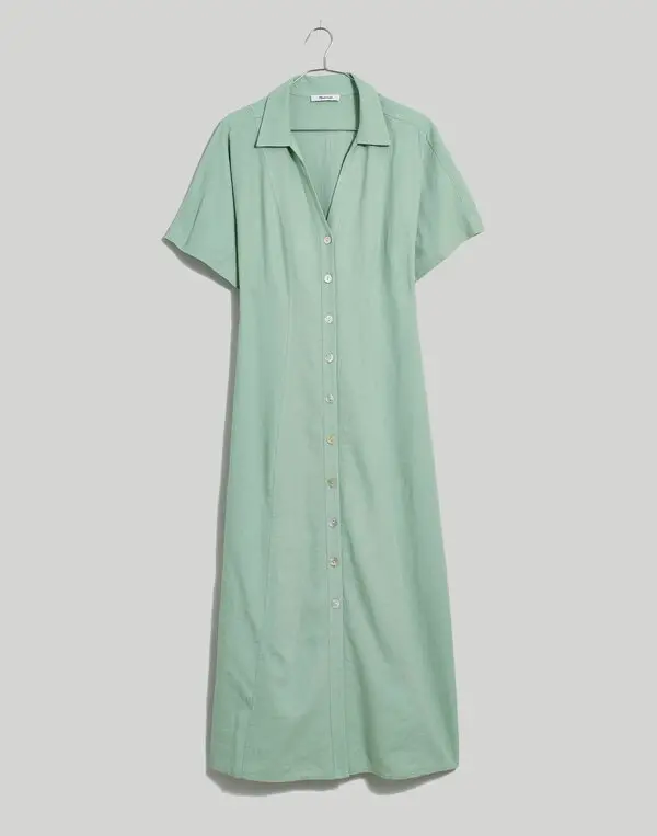 Madewell Short-sleeve Linen Blend Midi Shirtdress