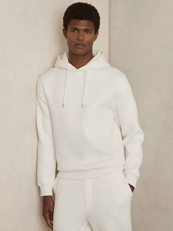 REISS Arelo Cotton-blend Rib-knit Hoodie