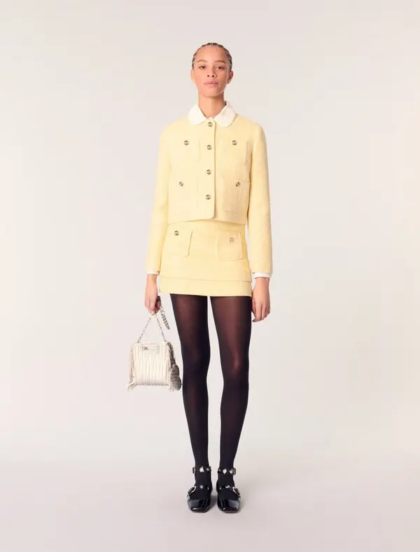 Maje Short Tweed Lurex Jacket - Yellow