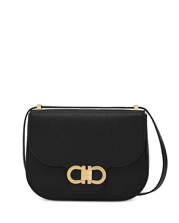FERRAGAMO Double Gancini Crossbody Bag - Nero