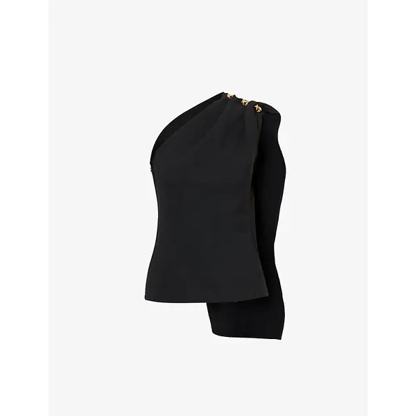 Bottega Veneta Knot-hardware Asymmetric Crepe Wool-blend Top