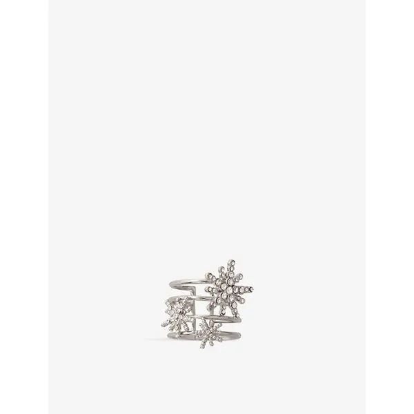 Maje Star Crystal-embellished Brass Ring - Noir / Gris