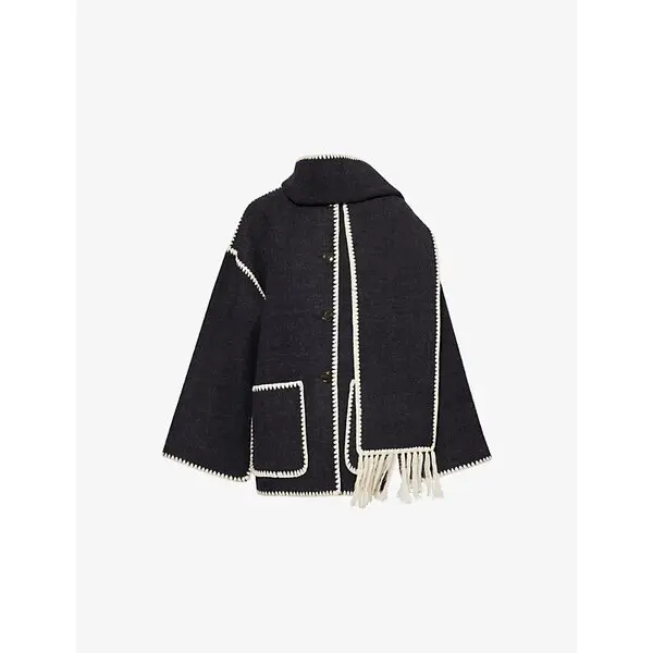 TOTÊME Embroidered-trim Scarf Wool-blend Jacket