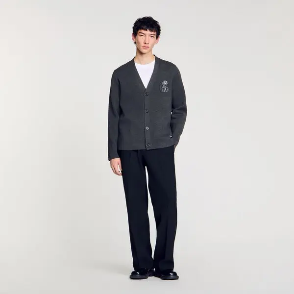 Sandro Cardigan With Snake Patch - Lime