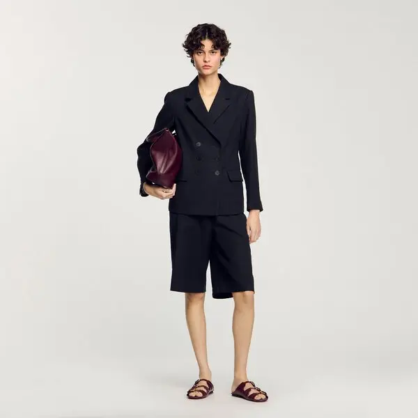 Sandro Double-breasted Suit Jacket - Black