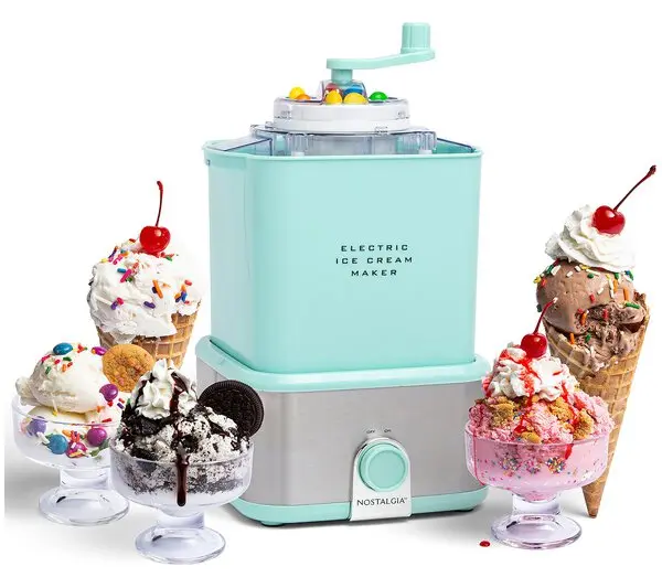 NOSTALGIA Electric Ice Cream Maker With Candy C Rusher