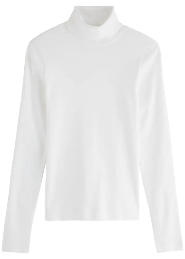 FLORE FLORE Dinah Turtleneck Cotton Top - White