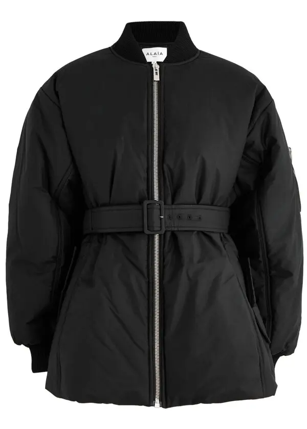 Alaïa Belted Cotton-blend Bomber Jacket - Black