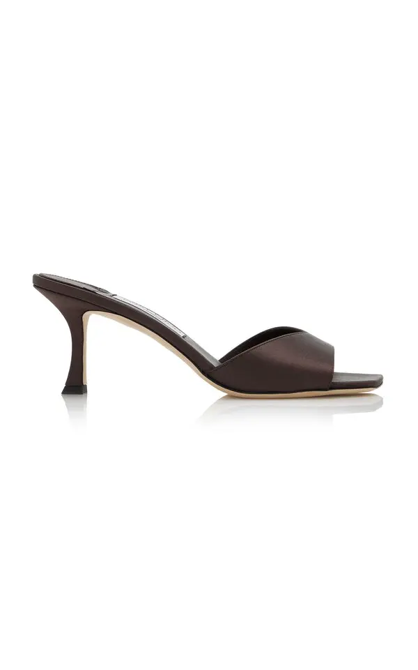 JIMMY CHOO Skye Satin Mules - Brown
