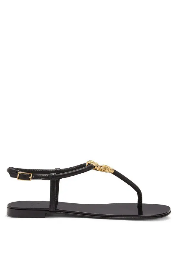 GIUSEPPE ZANOTTI Tie Flat Sandal - Black