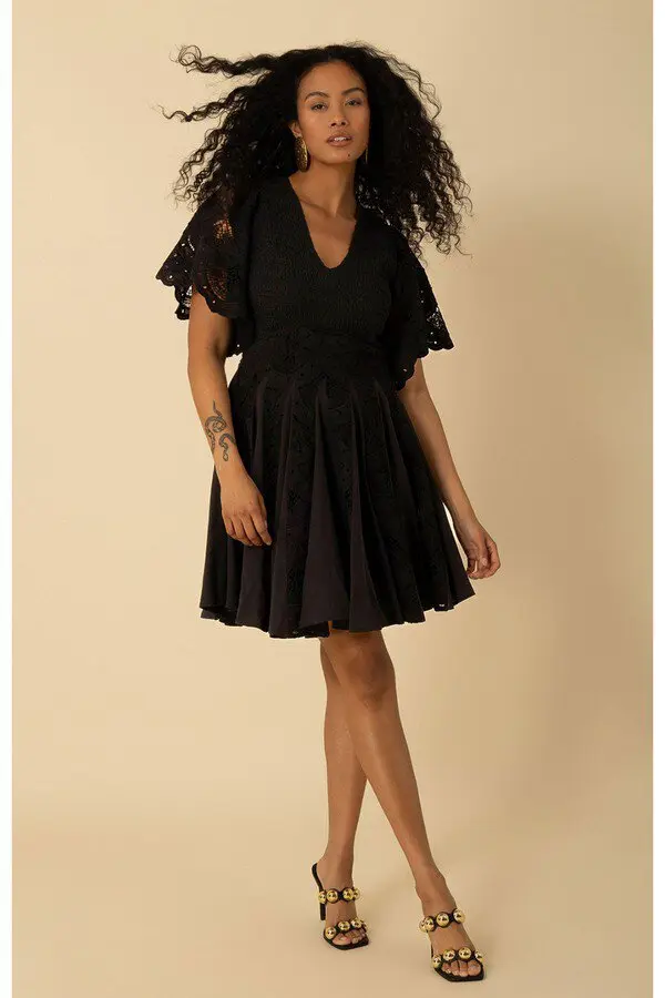 Hale Bob Journi Eyelet Mini Dress - Black