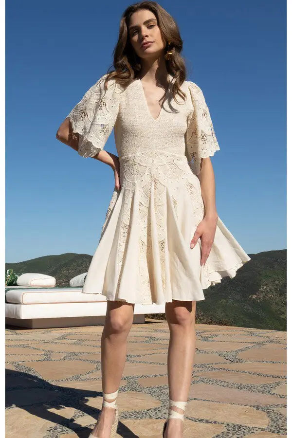Hale Bob Journi Eyelet Mini Dress - Neutral