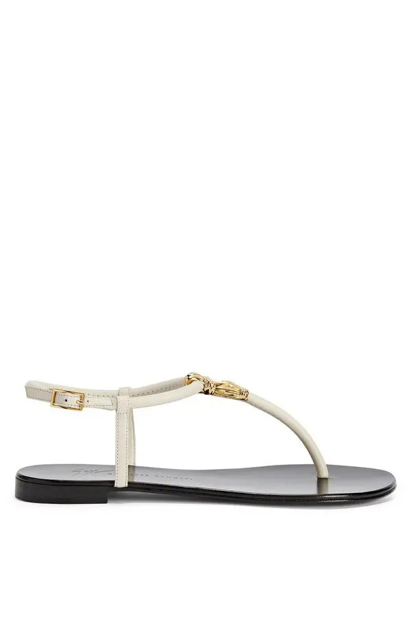 GIUSEPPE ZANOTTI Tie Flat Sandals - White