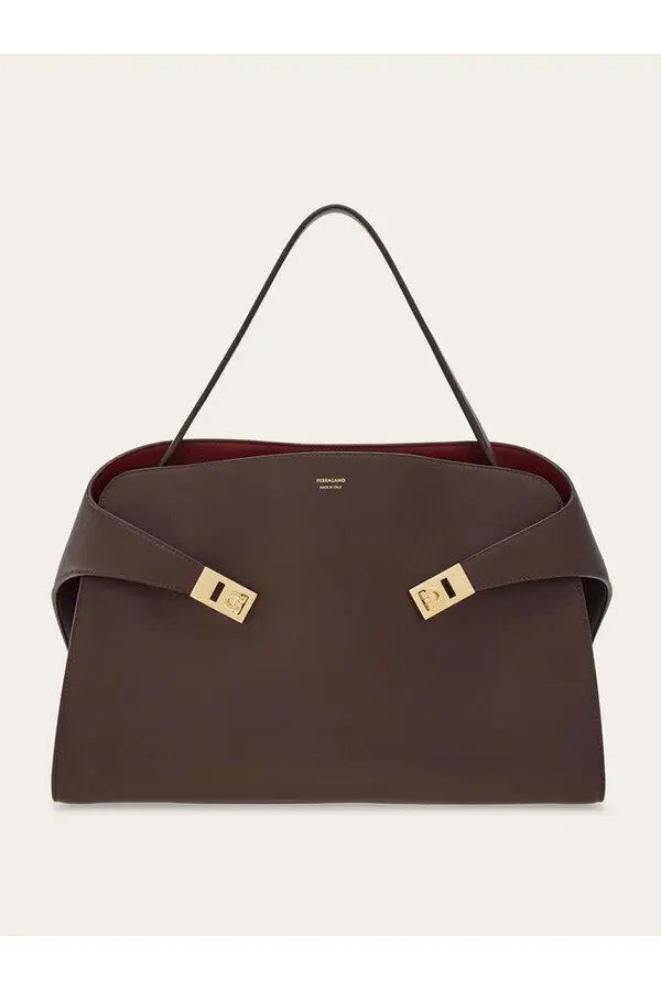 FERRAGAMO Hug Soft Bicolor Shoulder Bag L - Burgundy