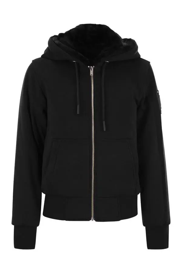 Moose Knuckles Classic Bunny Sweatshirt With Faux Fur - Black