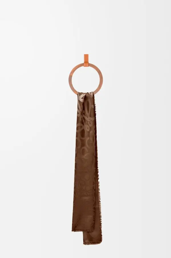 Loewe Scarf In Silk And Wool - Havana