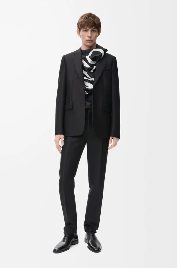 Loewe Trousers In Wool And Silk - Black