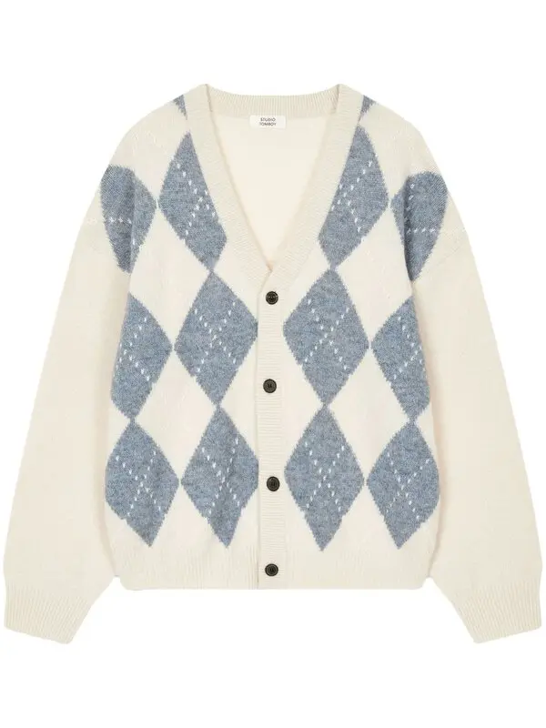STUDIO TOMBOY Argyle-pattern Cardigan - Neutrals