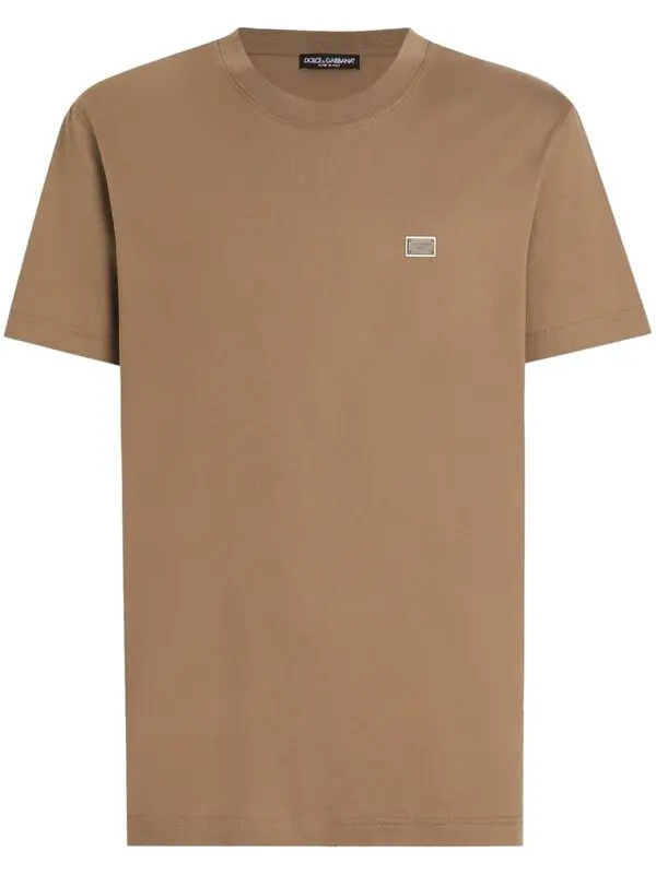 Dolce & Gabbana Logo-plaque Cotton T-shirt - Brown