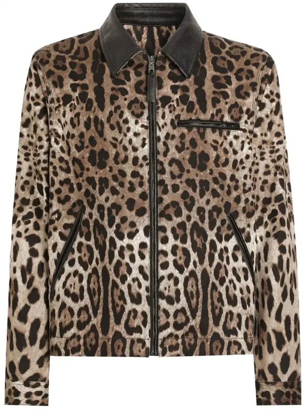 Dolce & Gabbana Leopard Print Bomber Jacket - Brown