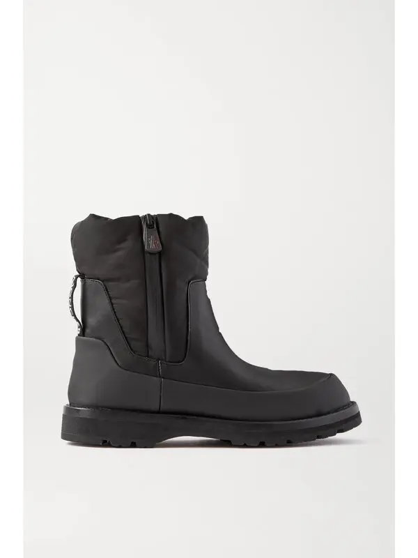 Moncler Paneled Leather And Shell Ankle Boots