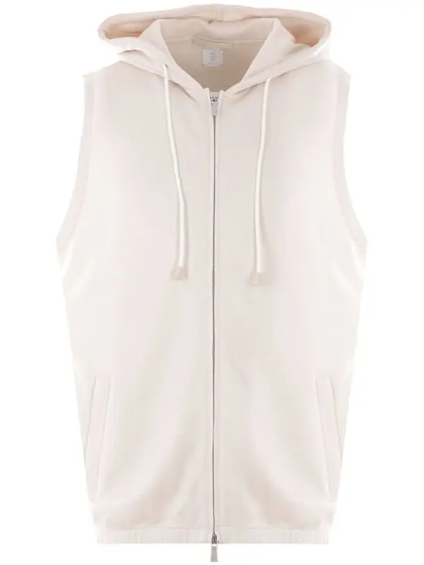 Eleventy Sleeveless Hoodie - Neutrals