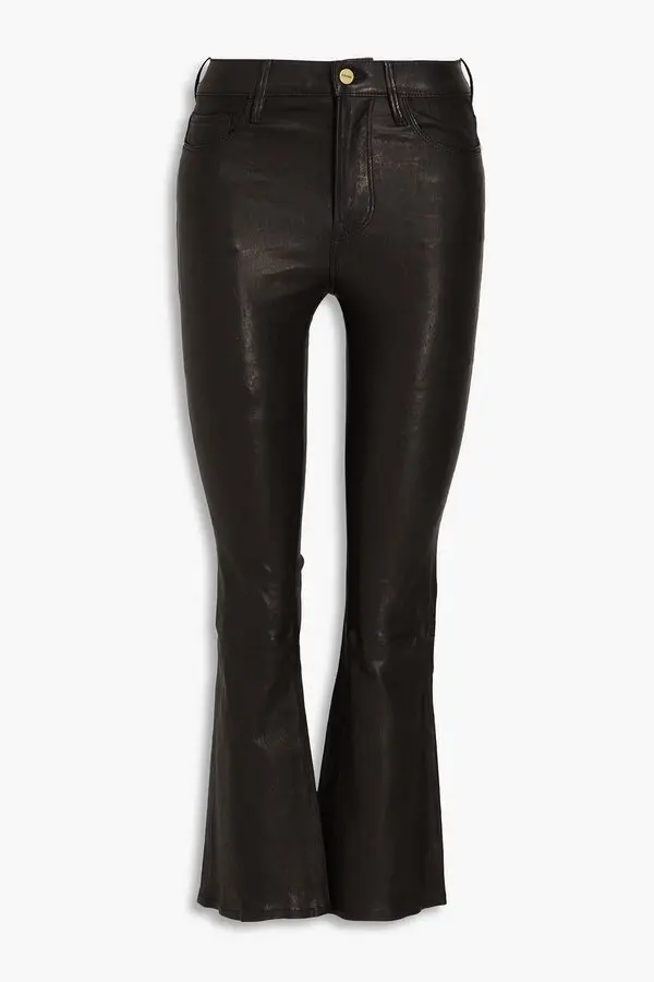 FRAME Le Crop Mini Boot Leather Pants - Black