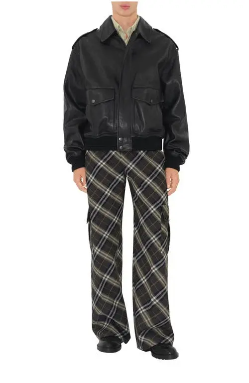 Burberry Leather Bomber Jacket