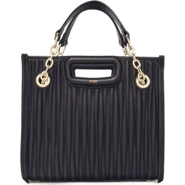 Maje Mini Quilted Leather Tote Bag - Black