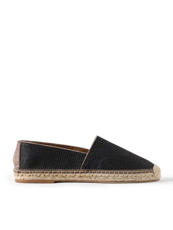 Brunello Cucinelli Suede-trimmed Raffia Espadrilles