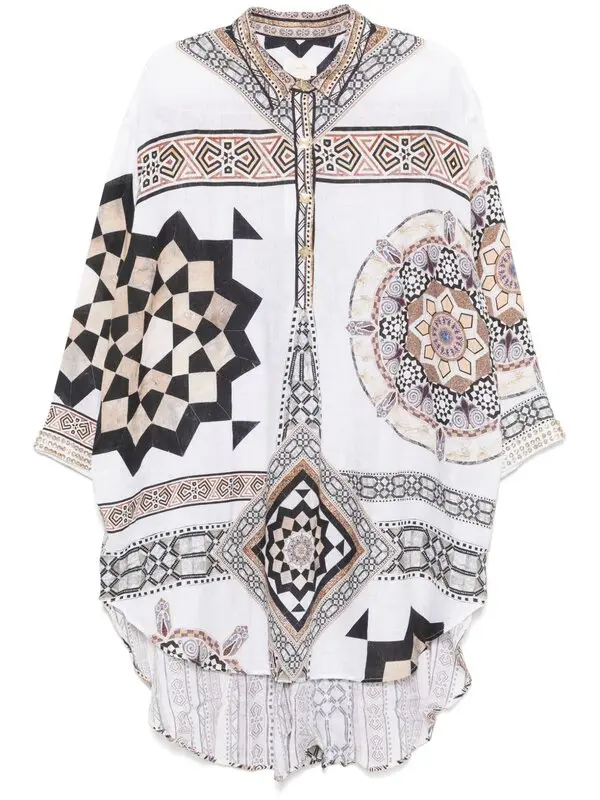 Camilla Tile Style Midi Shirt Dress