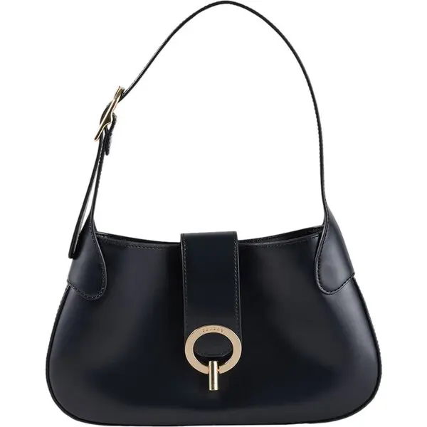 Sandro Janet Leather Shoulder Bag With Buckle - Black