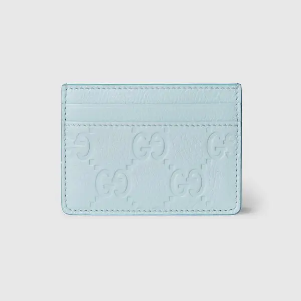 Gucci Gg Emblem Card Case Leather - Blue