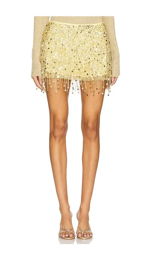 ASTA RESORT Yasmin Hand Beaded Mini Skirt - Gold