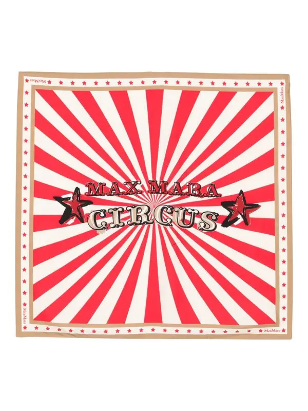 Max Mara Printed Silk Scarf - Red