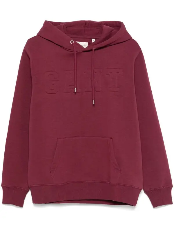 Gant Embossed Logo Hoodie - Red