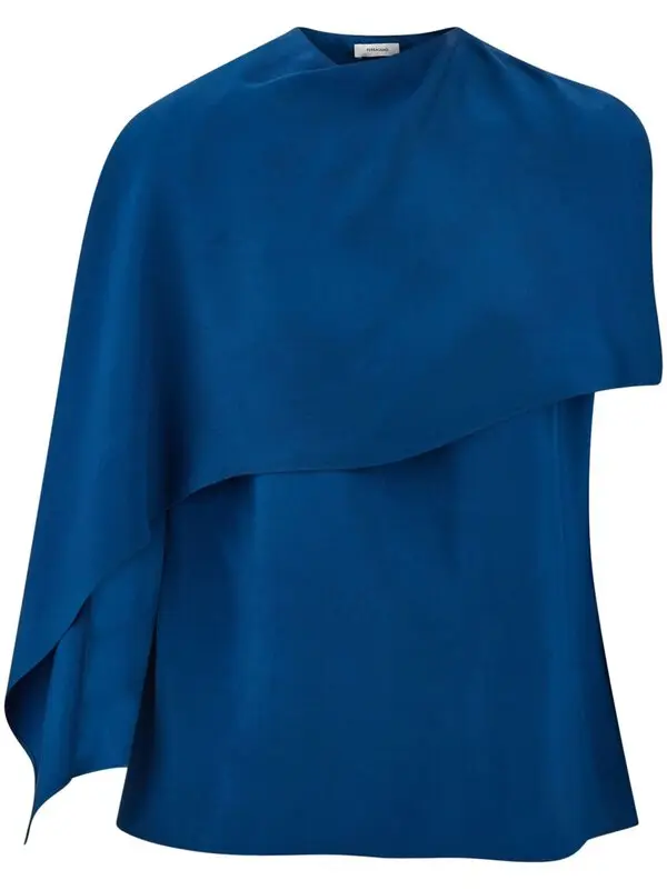 FERRAGAMO Cape-design Blouse - Blue