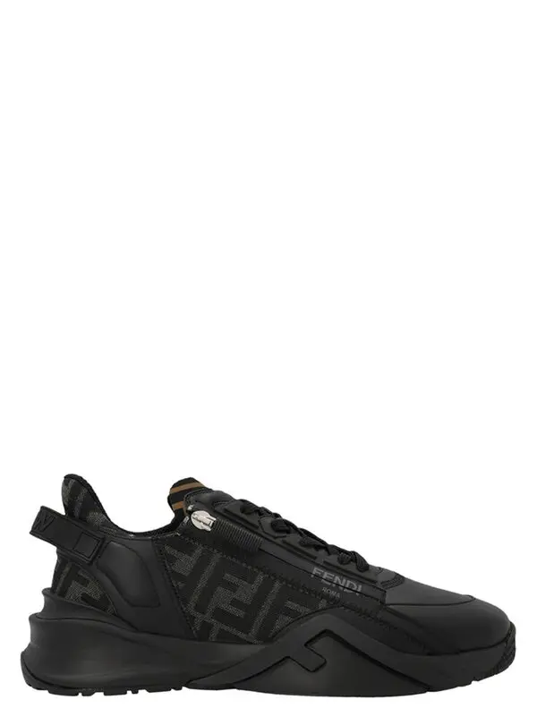 Fendi Flow Leather Sneakers - Black