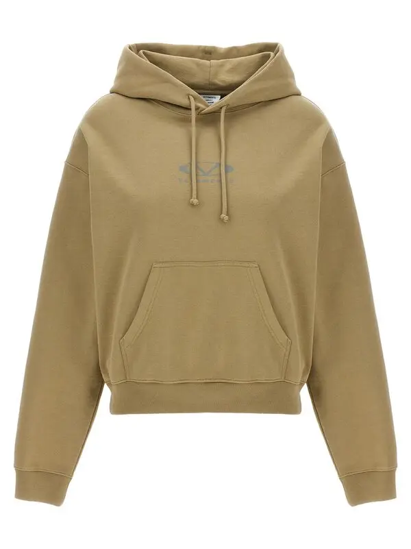 Vetements Brushed Cotton 'oval Logo' Hoodie - Beige