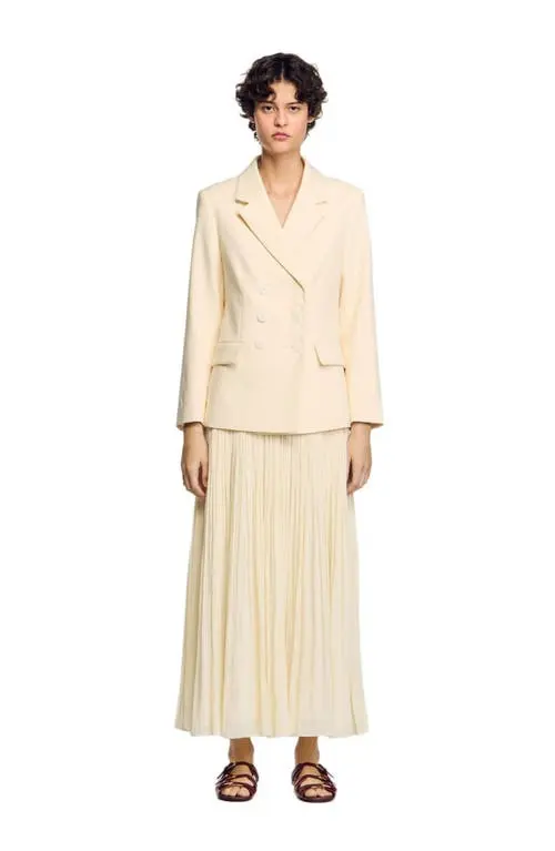 Sandro Double-breasted Suit Jacket - Ecru