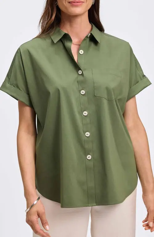 Foxcroft Abigail Short Sleeve Shirt - Basil