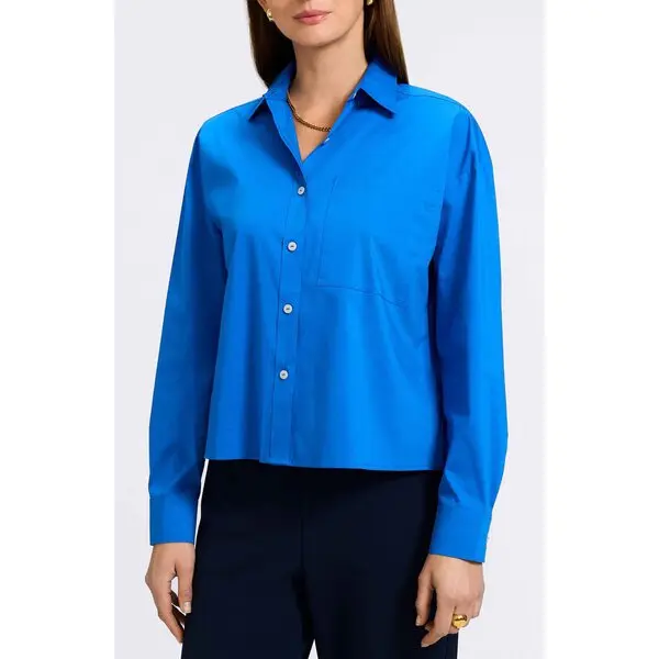 Foxcroft Marina Button-up Shirt - Cobalt Blue
