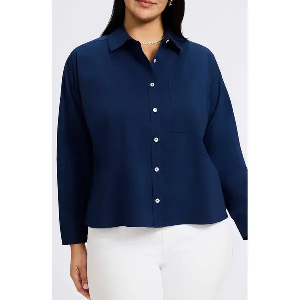 Foxcroft Marina Button-up Shirt - Navy