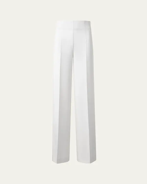 Akris Fiyki Wide Leg Wool Double-face Pants