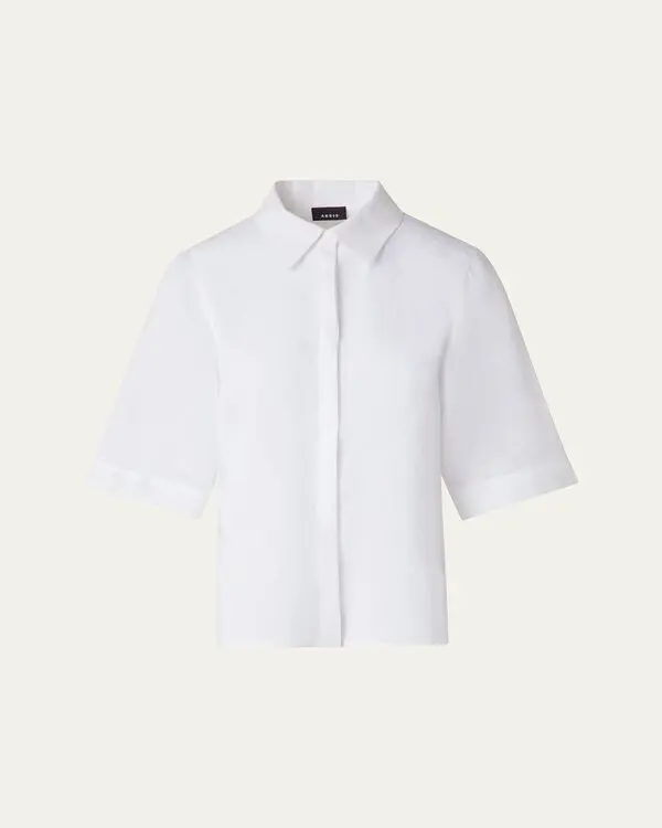 Akris Linen Short Sleeve Blouse